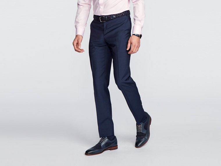 Men's Custom Suits - Hamilton Sharkskin Blue Suit | INDOCHINO